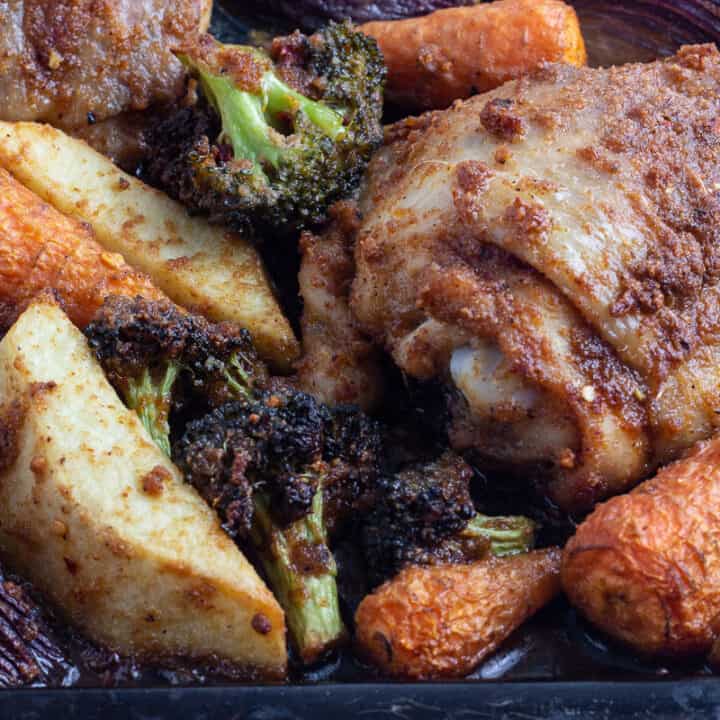 Chicken Suya Tray Bake With Yam & Vegetables · eat well abi