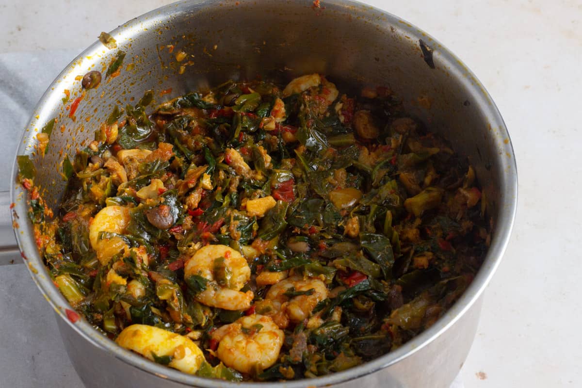 Seafood Efo Riro Recipe – Stewed Leafy Greens, Yoruba Style · eat well abi